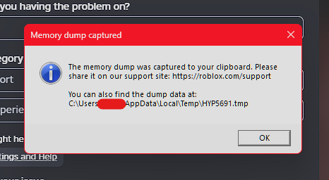Memory Dump Error [URGENT] - Platform Usage Support - Developer Forum | Roblox