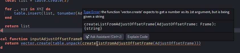 Type error with vector.create - Scripting Support - Developer Forum ...