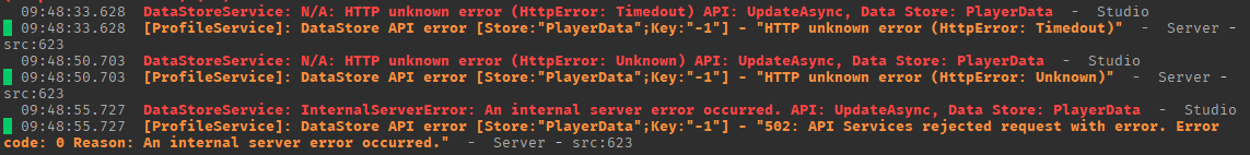 Place could not be loaded - HttpError: Timedout - Studio Bugs ...