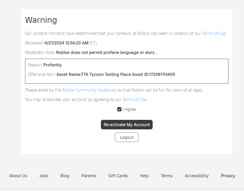 Why did Roblox moderate my place name? - Game Design Support ...