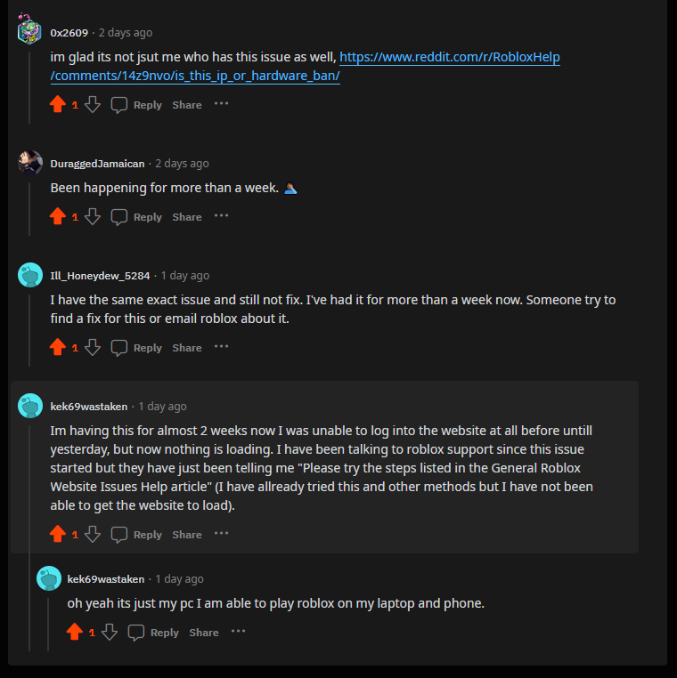 Anything related to roblox main features not loading on PC - Website ...