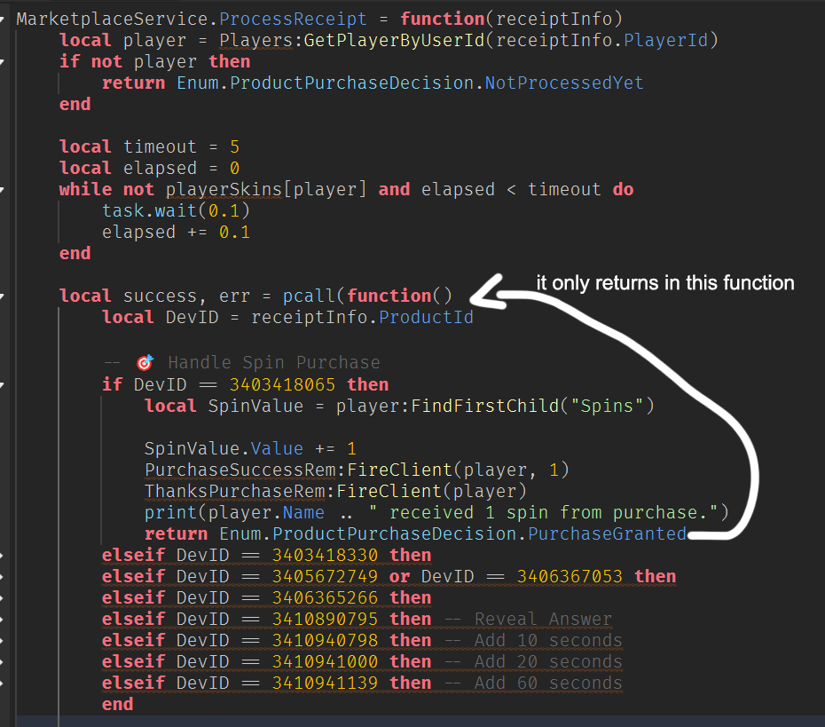 Developer Products Gives Old Rewards - Scripting Support - Developer Forum | Roblox