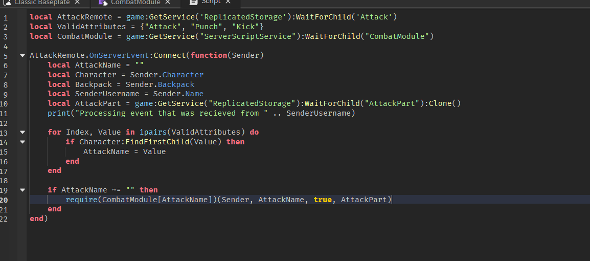 Attack function isn't a valid member of a module - Scripting Support ...