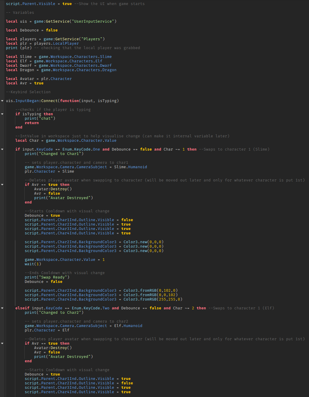 Character swapping mechanic - Scripting Support - Developer Forum | Roblox