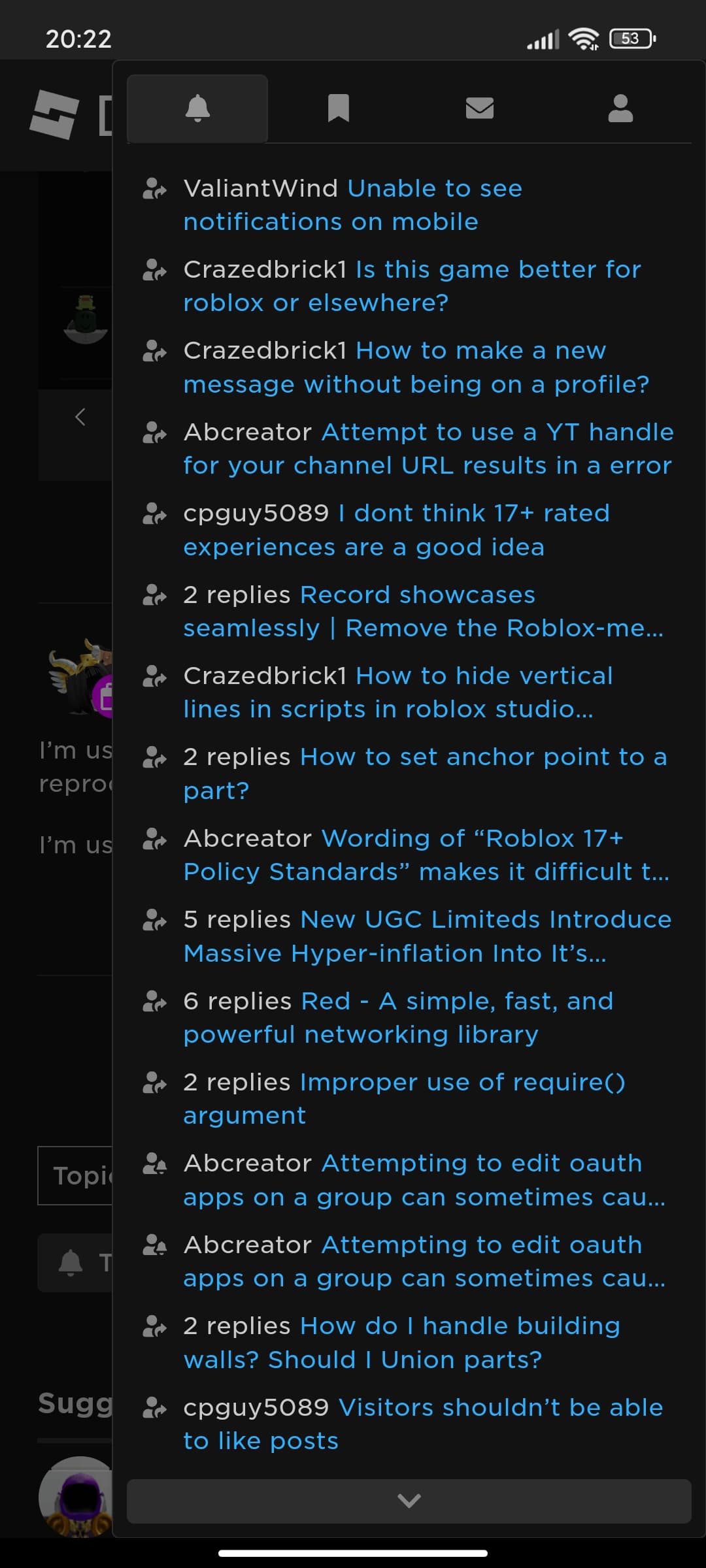 Unable to see notifications on mobile - Forum Bugs - Developer Forum ...
