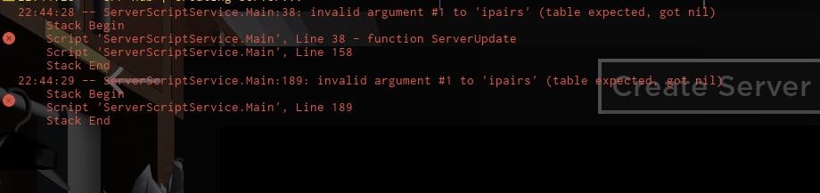 Invalid Argument 1 To Ipairs Table Expected Got Nil Scripting Support Developer Forum