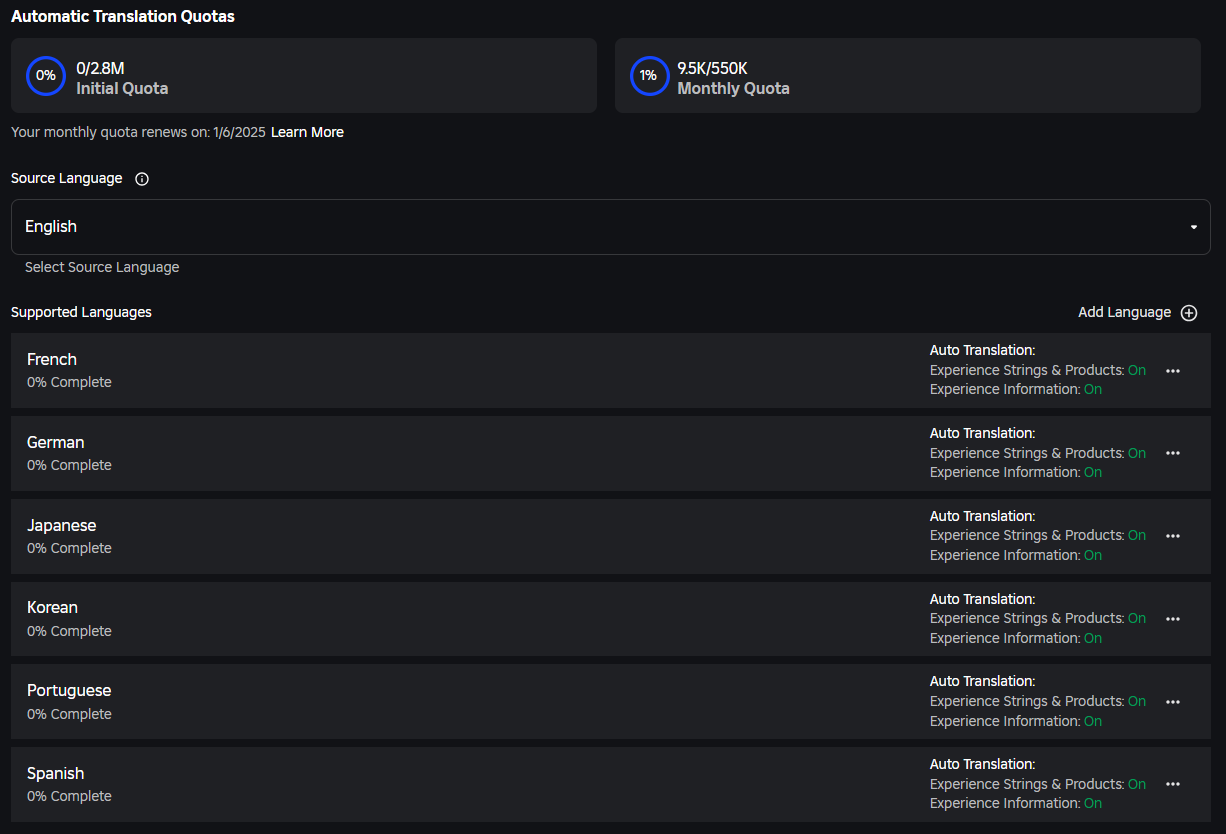 Auto Translation stuck at 0% Complete - Creator Hub (create.roblox.com ...
