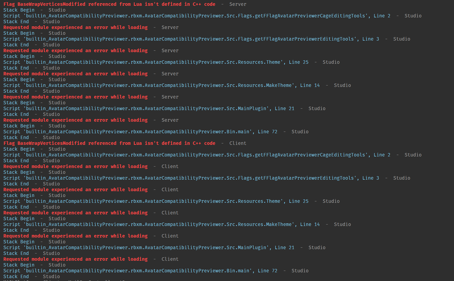 Tons of Studio Errors in the Output - Studio Bugs - Developer Forum ...