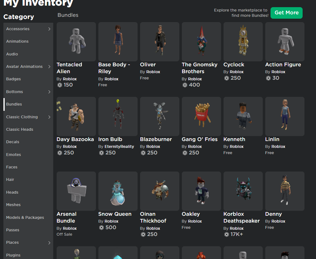 I can't see all the bundles I purchased on the website/avatar page ...