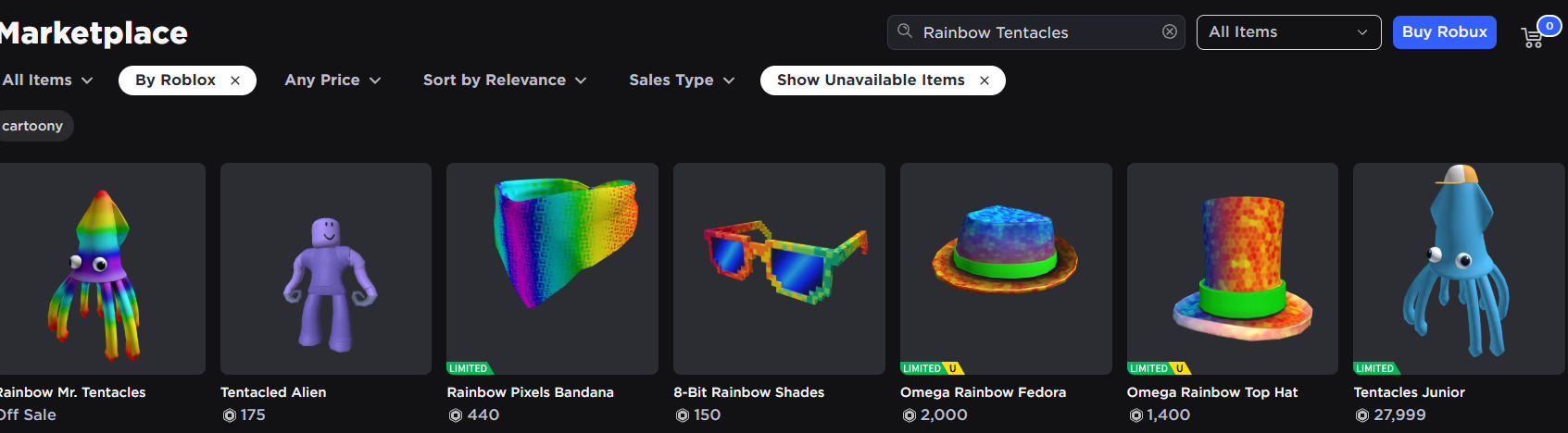 "Mr. Tentacles" series is *almost* unsearchable - Roblox Application and Website Bugs ...