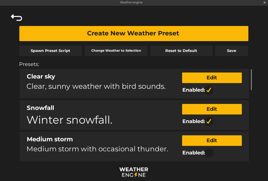 Weather engine 1.1 | Customisable weather system and day/night cycle ...