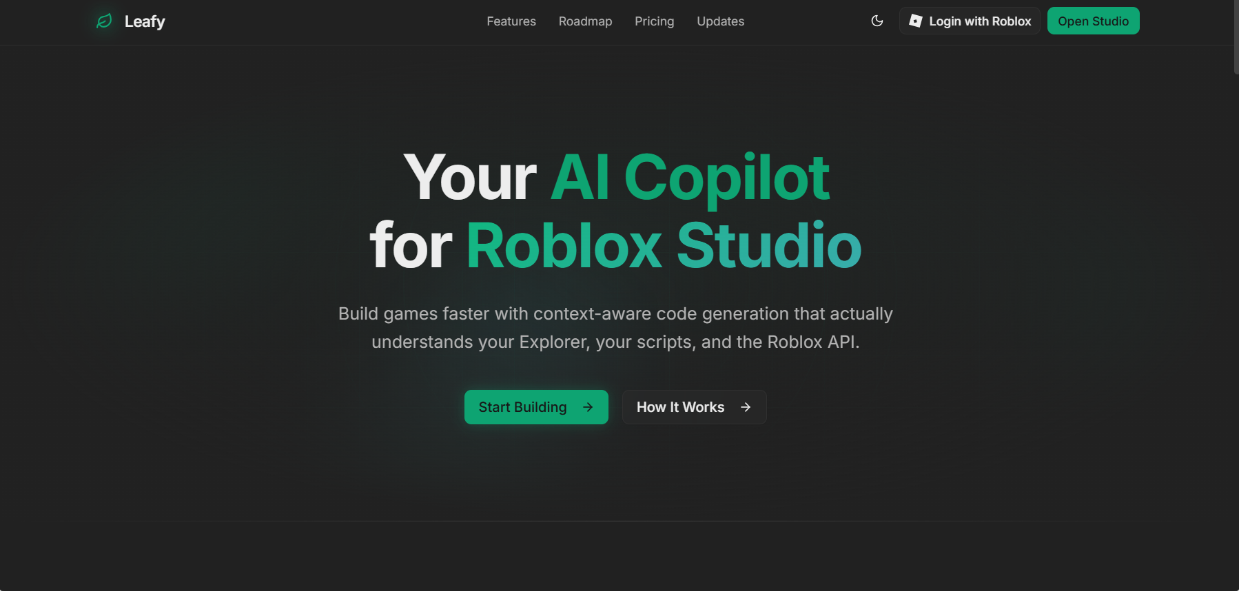 Leafy - AI Copilot for Roblox Studio | 3D Models, Live Console, Context ...