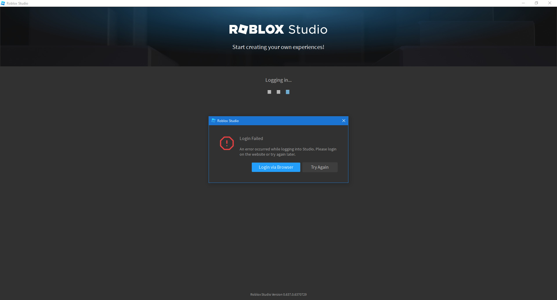 Cannot log into studio - Studio Bugs - Developer Forum | Roblox