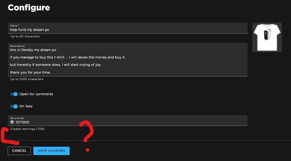 New Item Configure Page Issues / QoL Changes - Website Features ...