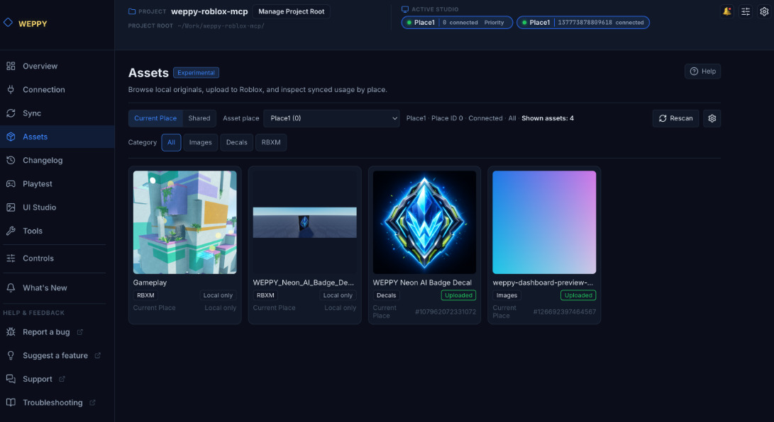 WEPPY Roblox AI Toolkit - Roblox Studio MCP with Sync, Playtest, and UI ...