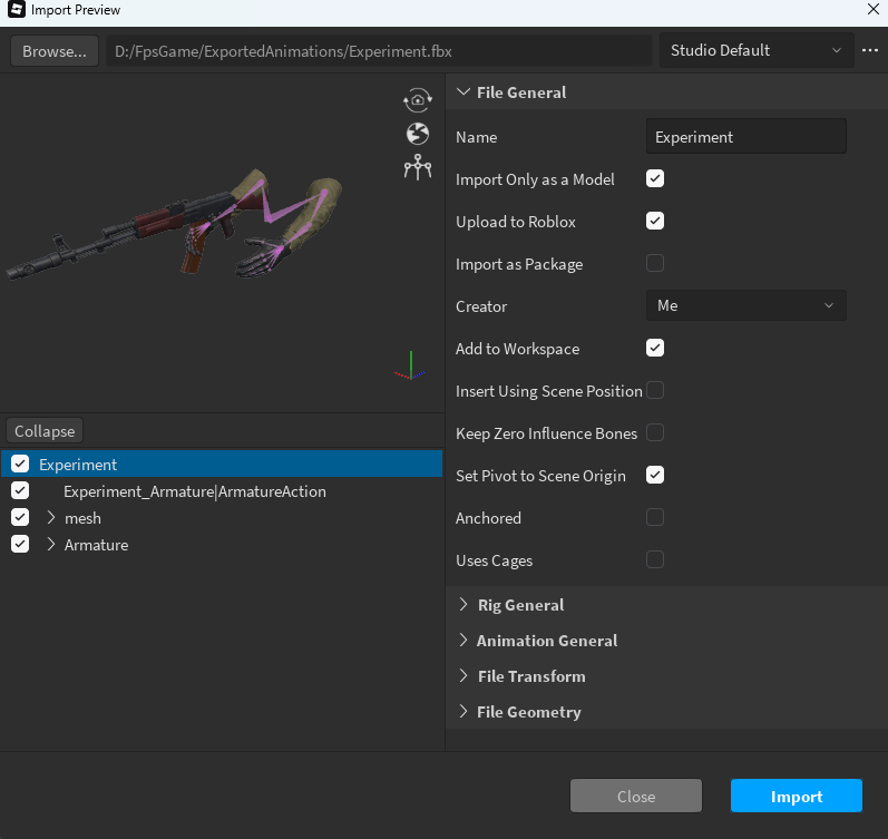 Problem with importing fps Armature with animation from blender to roblox - Art Design Support ...