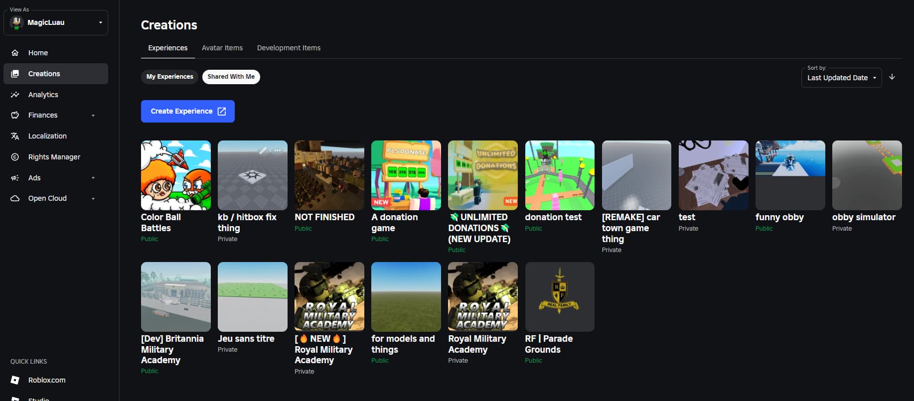 Some shared games doens't appear in the shared with me tab - Creator Hub (create.roblox.com ...