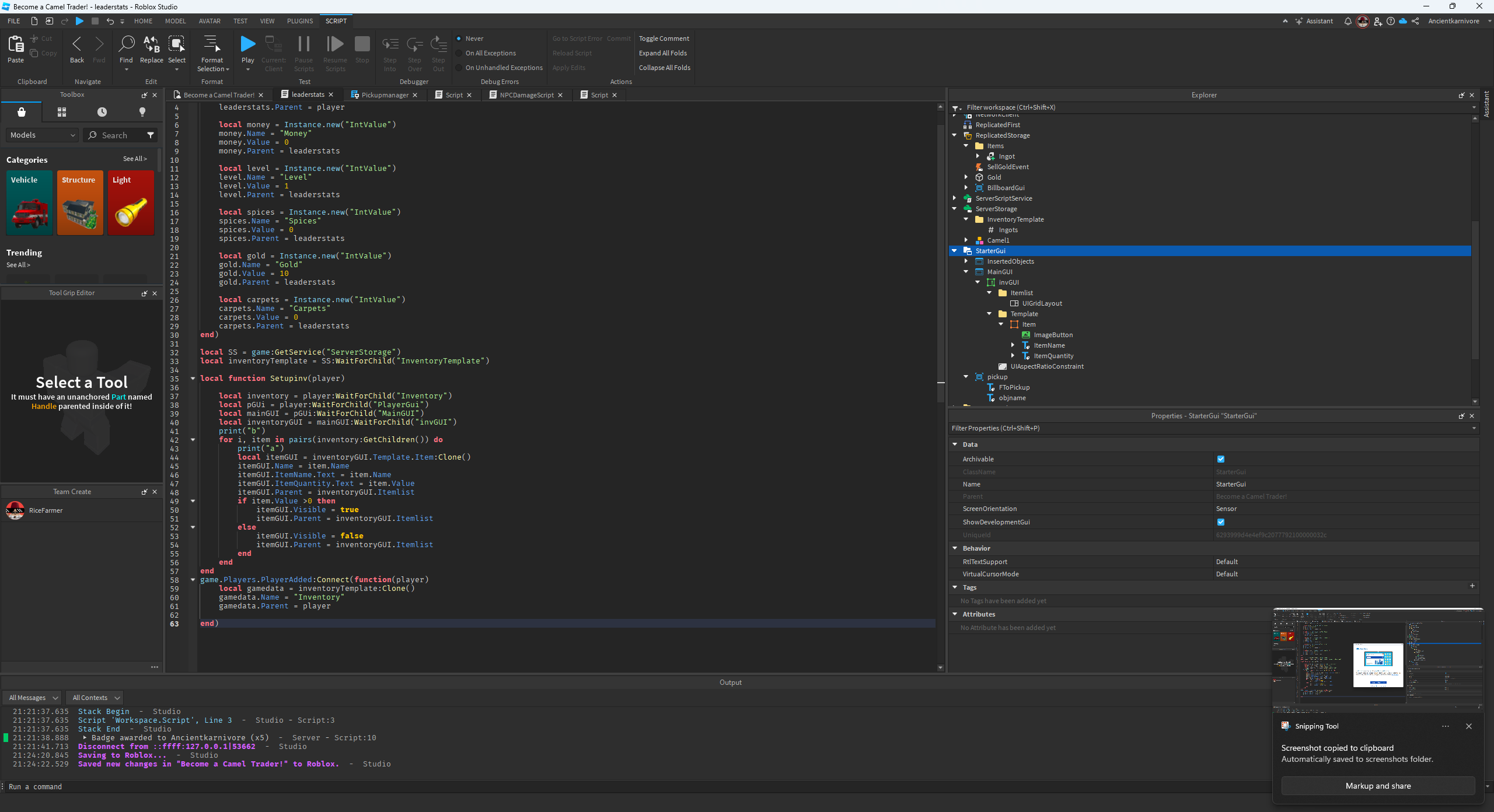 Help making inventory system - Scripting Support - Developer Forum | Roblox