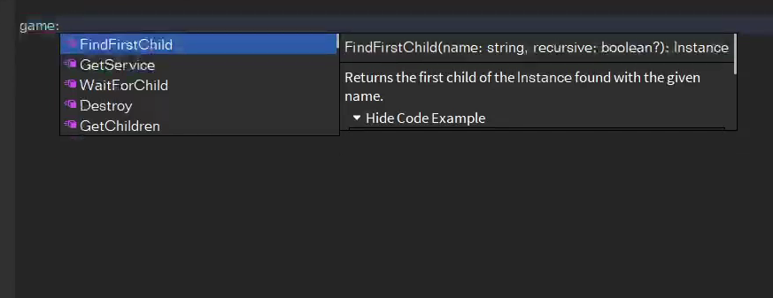 Why does roblox prioritize `:FindFirstChild` over `:GetService` when I type `game:`? - Scripting ...