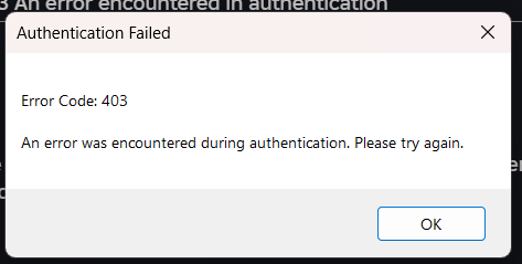 Unable to join games due to Error Code 403 An error encountered in ...