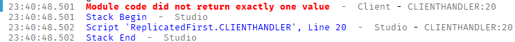 Module Code Did Not Return Exactly One Value Scripting Support