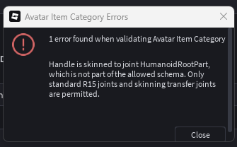 Uploading 3D Clothing Asset Causes 'Handle is skinned to joint ...