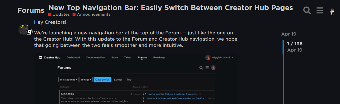 New Top Navigation Bar: Easily Switch Between Creator Hub Pages ...