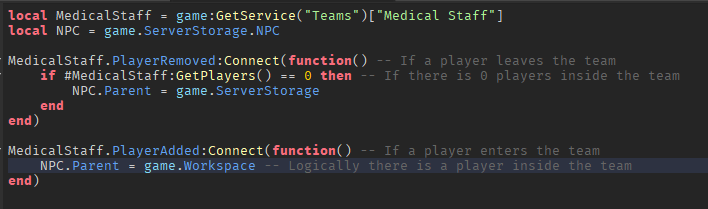 Trying To Make An Npc Spawn Based On Team Player Count Despawn If There Are No Team Players