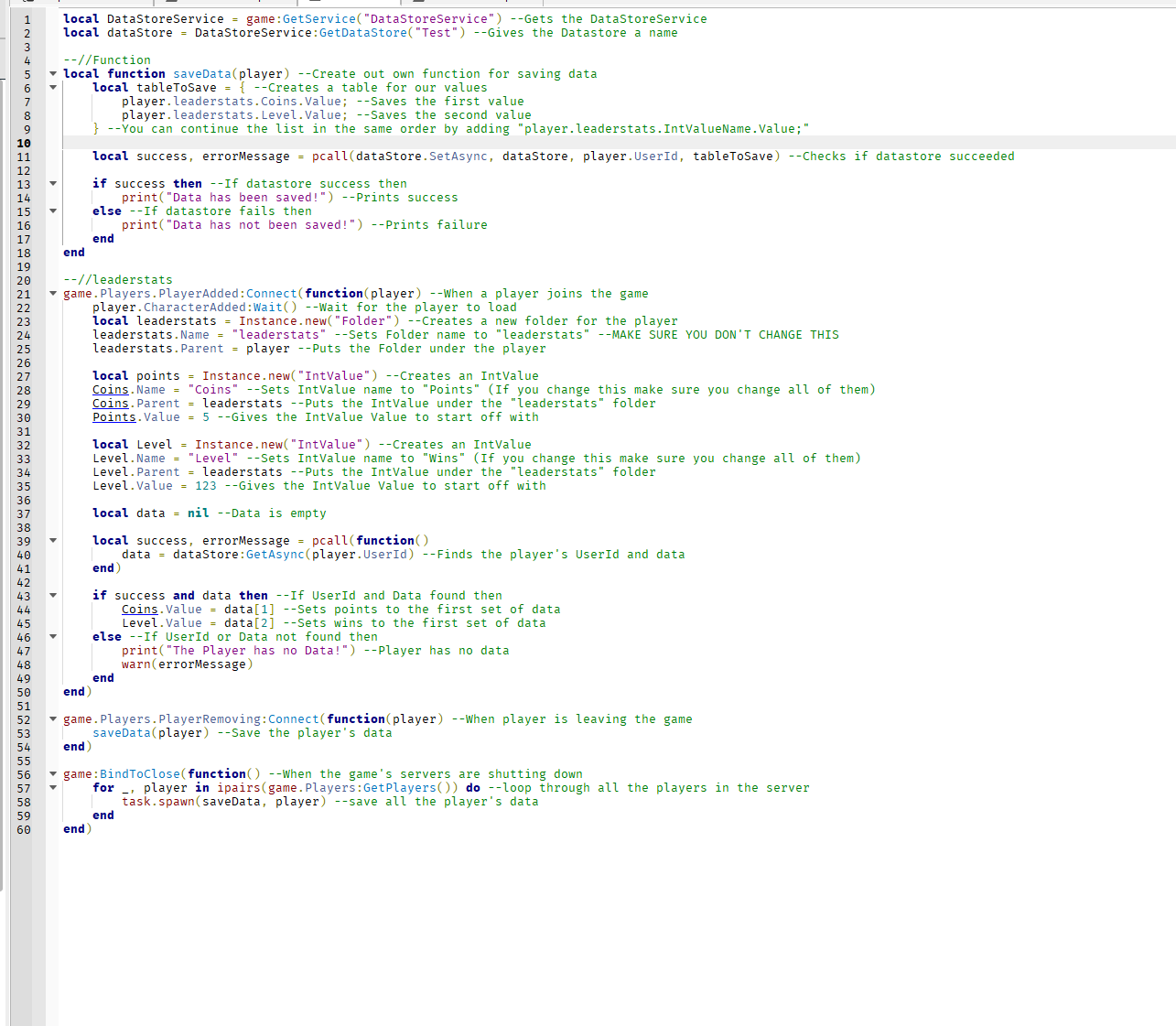 Data store for leaderstats not working - Scripting Support - Developer Forum | Roblox