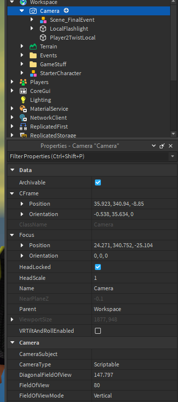 Objects in CurrentCamera during a test session show up back in studio ...