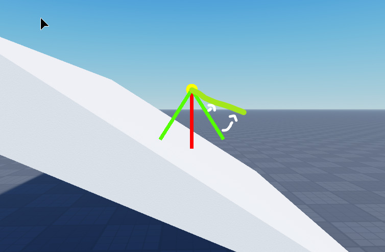 Rotate a blue part 90 degrees from green one while aligning it with a yellow one (see pictures ...