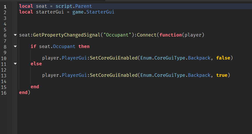 Remove backpack while seated not working - Scripting Support ...