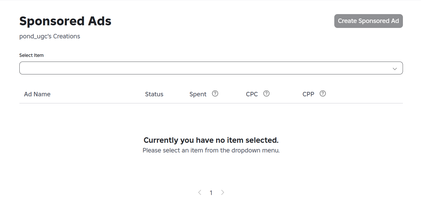 Unable to view results of previously run ads on the UGC Sponsored Ads ...