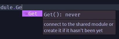 Intellisense writing off Module singleton as "never"? - Scripting Support - Developer Forum | Roblox