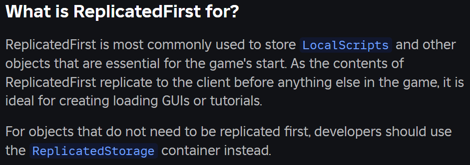Can I store client scripts etc. in ReplicatedFirst? - Scripting Support - Developer Forum | Roblox
