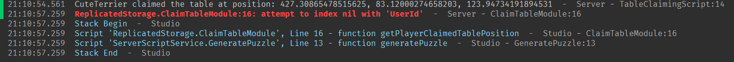 Attempt To Index Nil With Userid Scripting Support Developer Forum Roblox 