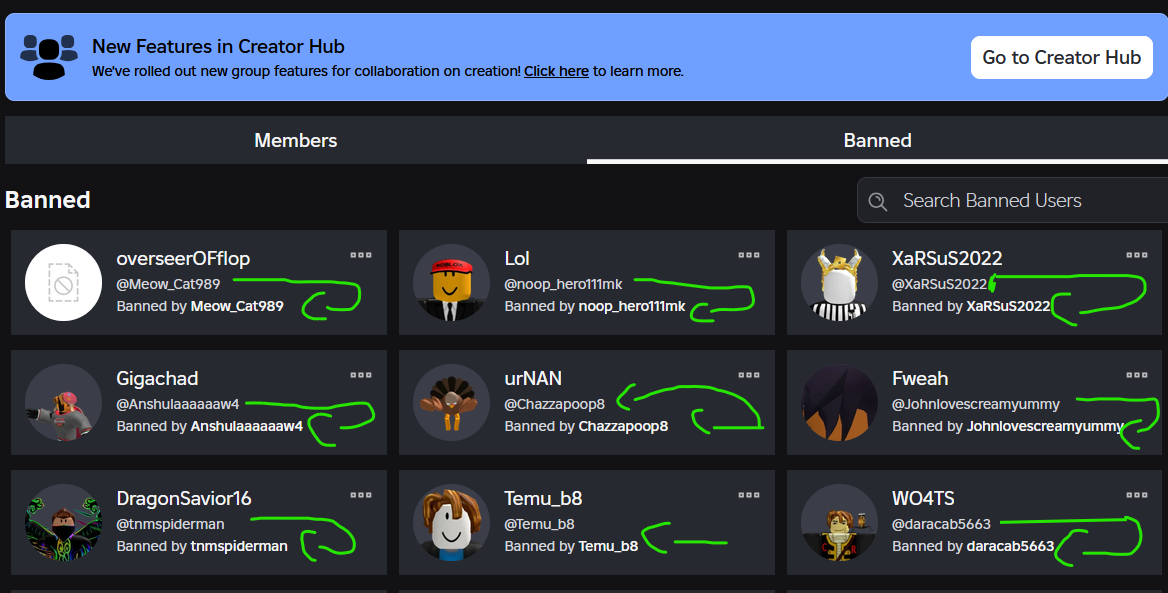 Group banned users page broken! - Roblox Application and Website Bugs - Developer Forum | Roblox