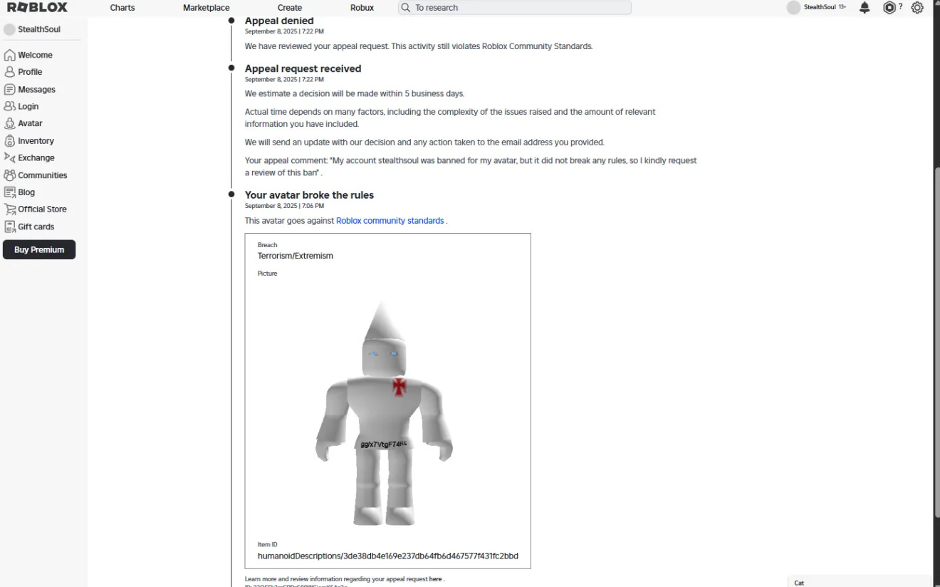 Appeal about the bug of Roblox’s AI moderation system - Other Bugs ...