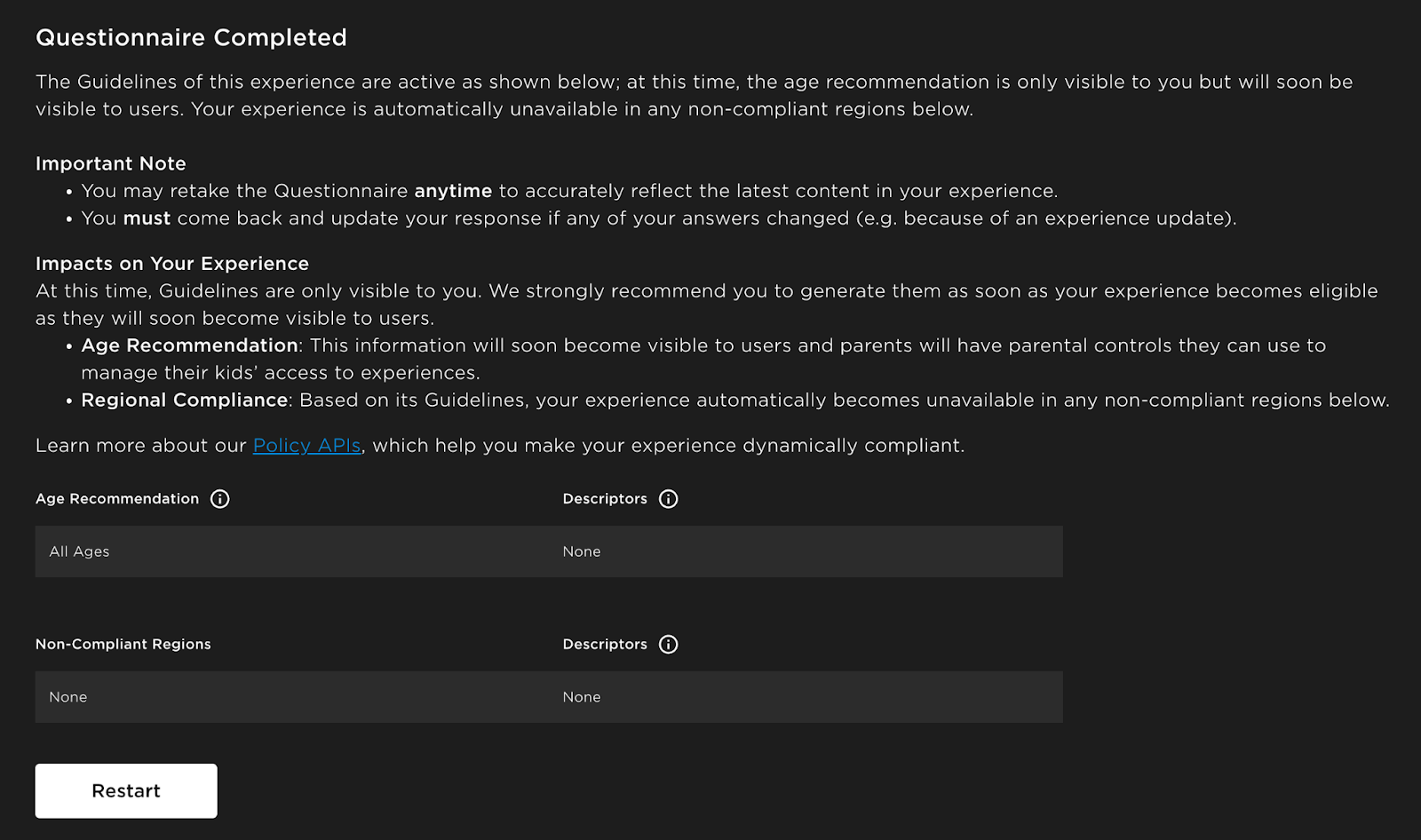 Experience Questionnaire Update - Age Recommendation Preview ...
