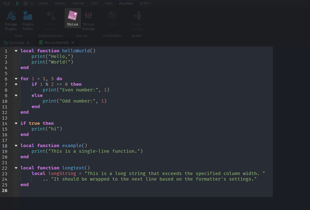 StyLua-Roblox: Roblox Plugin For StyLua Formatter - Community Resources ...