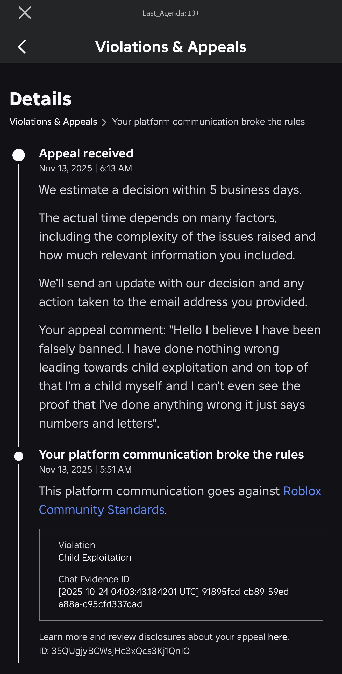 Roblox appeal portal not concluding situation resulting in appeal ...