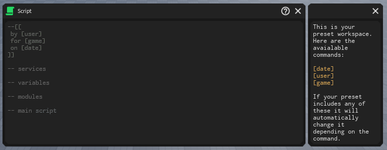 Script Presets Plugin 1.02 - Community Resources - Developer Forum | Roblox