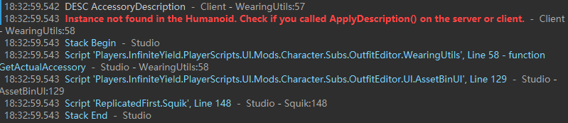 Odd error in regards to AccessoryDescription:GetAppliedInstance() - Scripting Support ...