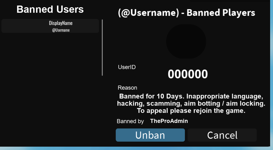 How do I make a Banning System with a UI which shows list of the banned players? - Scripting ...