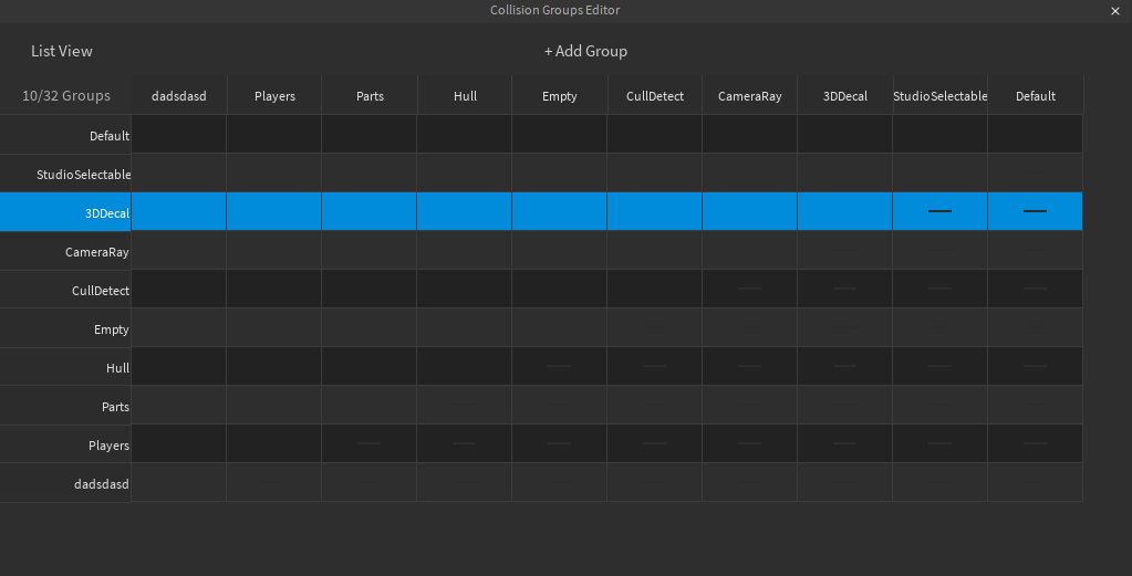 Collision groups editor not working - Studio Bugs - Developer Forum | Roblox