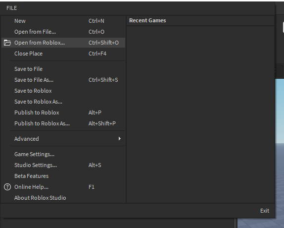File -> Open from Roblox doesn't work, recent games list is blank ...