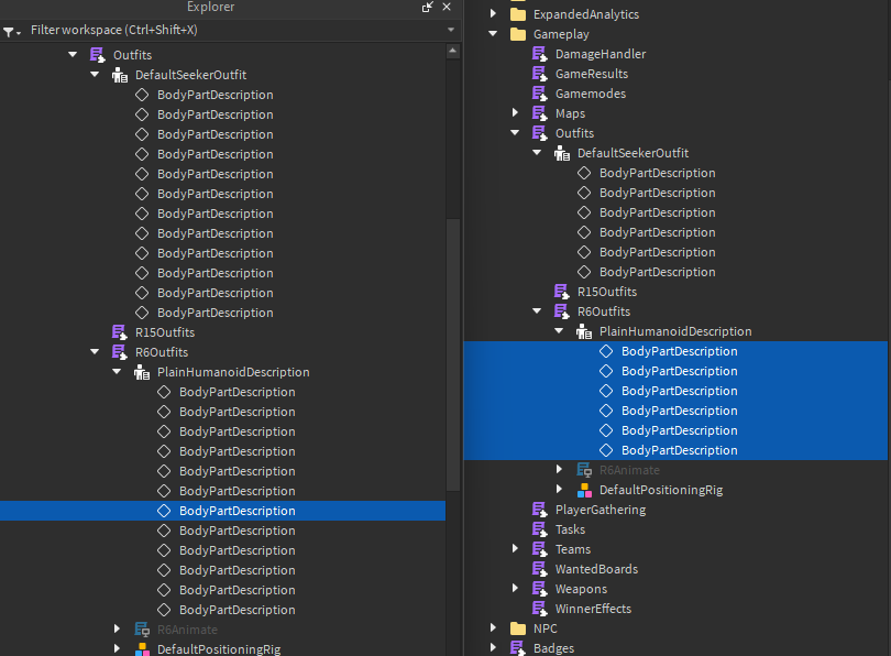 Publishing to a new experience causes "BodyPartDescription" objects to duplicate. Unable to set ...