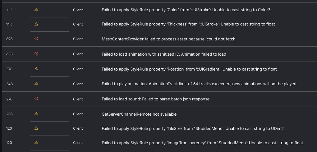 "Failed to apply StyleRule property - Unable to cast string to float ...