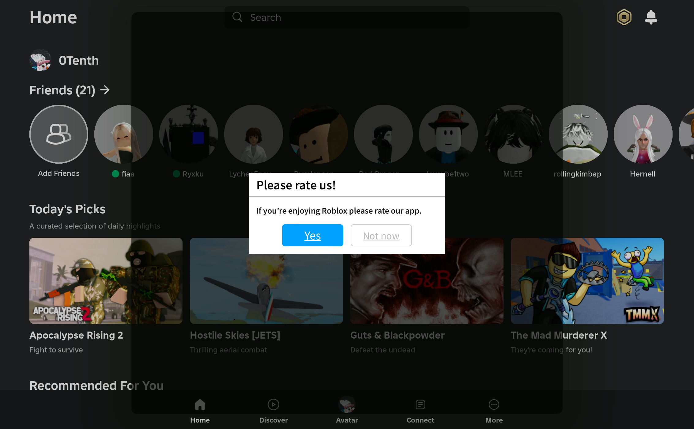 On the Roblox mobile app the "Rate this app" dialog does not obey any ...
