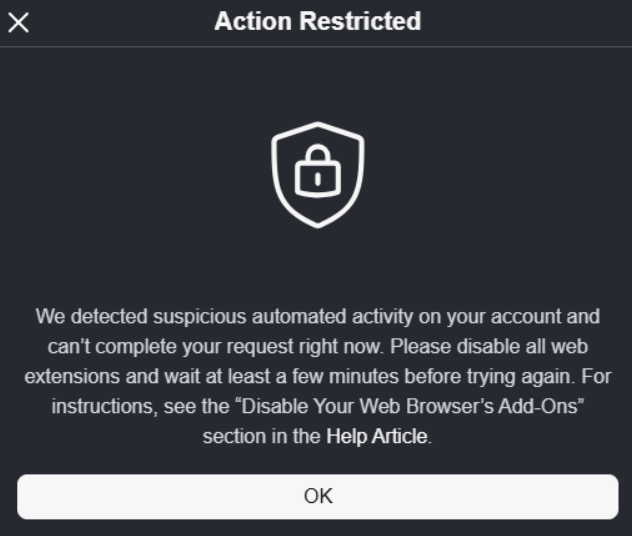 Poorly Worded "Suspicious Activity" Error Message - Roblox Application ...
